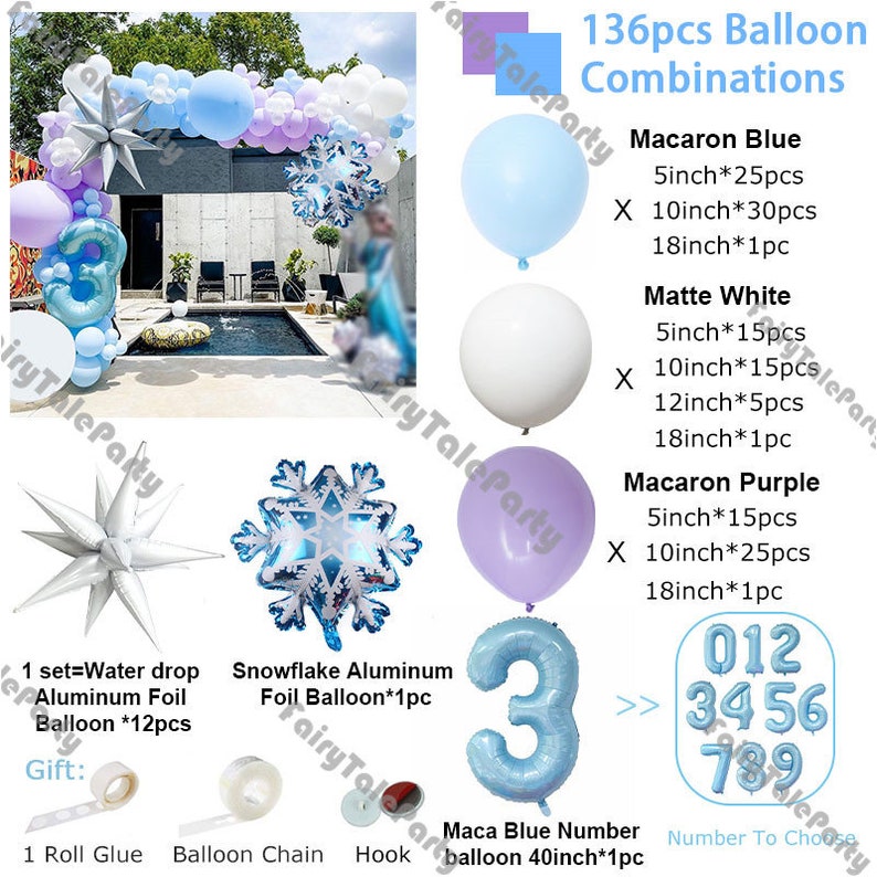 12FT Ice Snow Queen Balloon Garland Arch Kit Princess Theme | Etsy