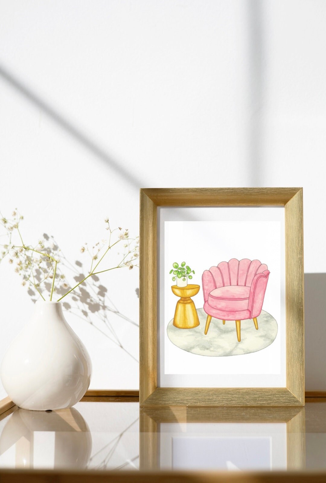 Blush Seashell Chair Art Print - Etsy
