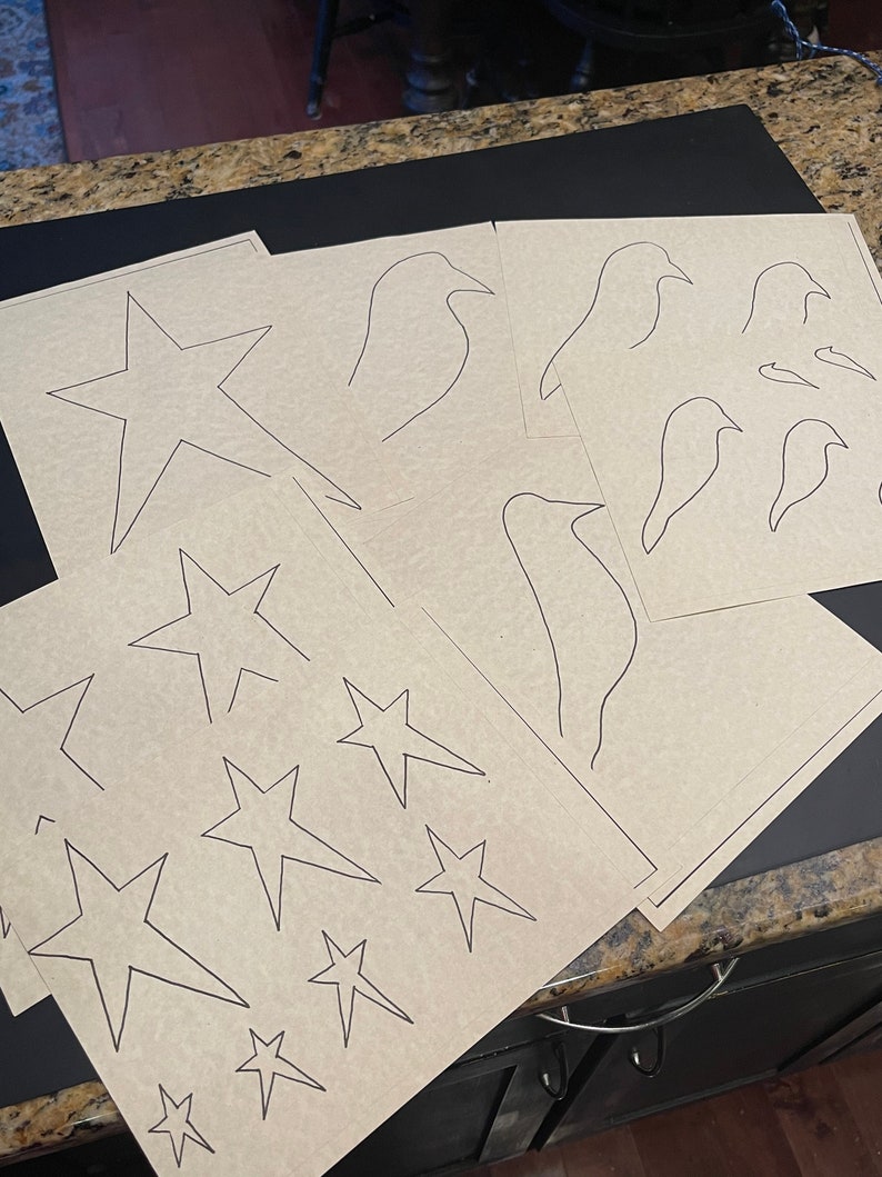 Primitive Crow and Star Templates - Etsy