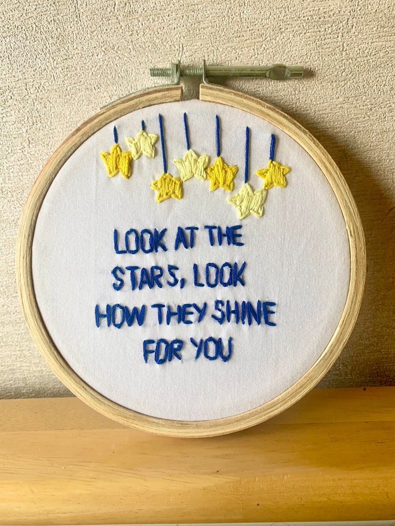Stars Quote Hand Embroidery / Coldplay Song Yellow Lyrics - Etsy
