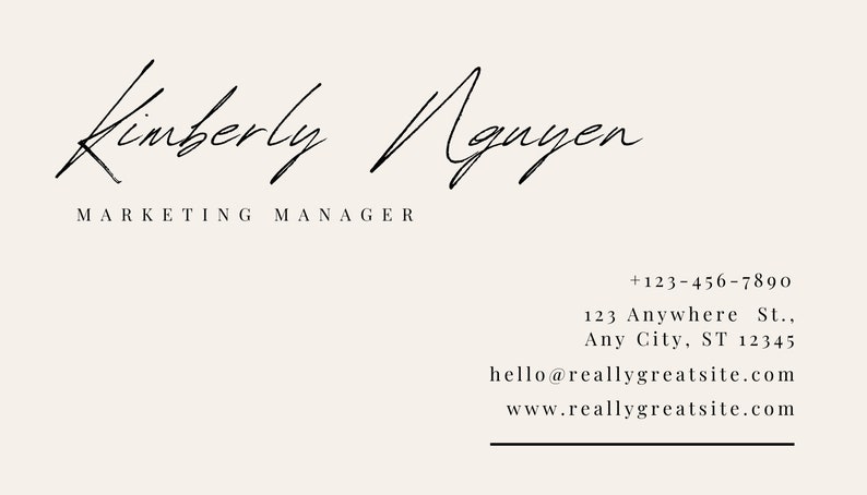 Beige Modern Aesthetic Business Card Canva, Minimal Luxe Printable for ...