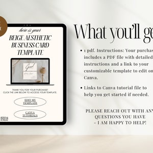 Beige Modern Aesthetic Business Card Canva, Minimal Luxe Printable for ...