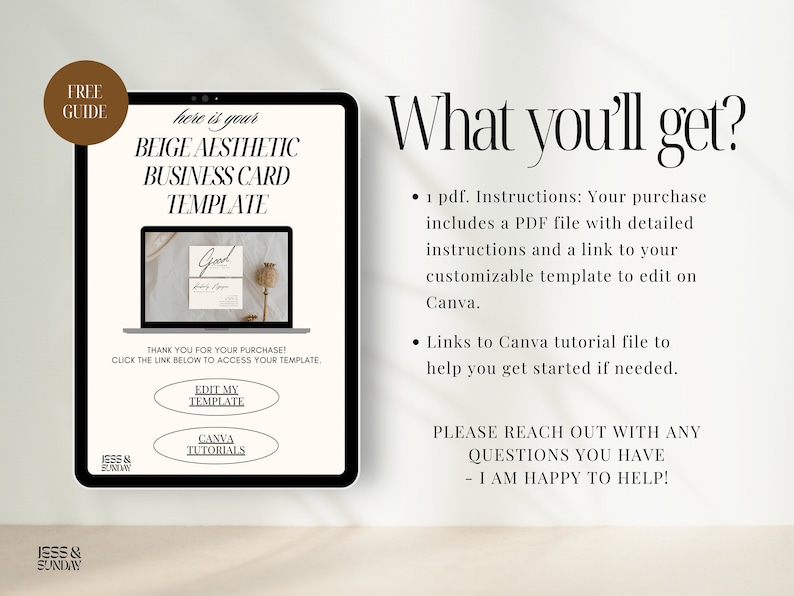 Beige Modern Aesthetic Business Card Canva, Minimal Luxe Printable for ...