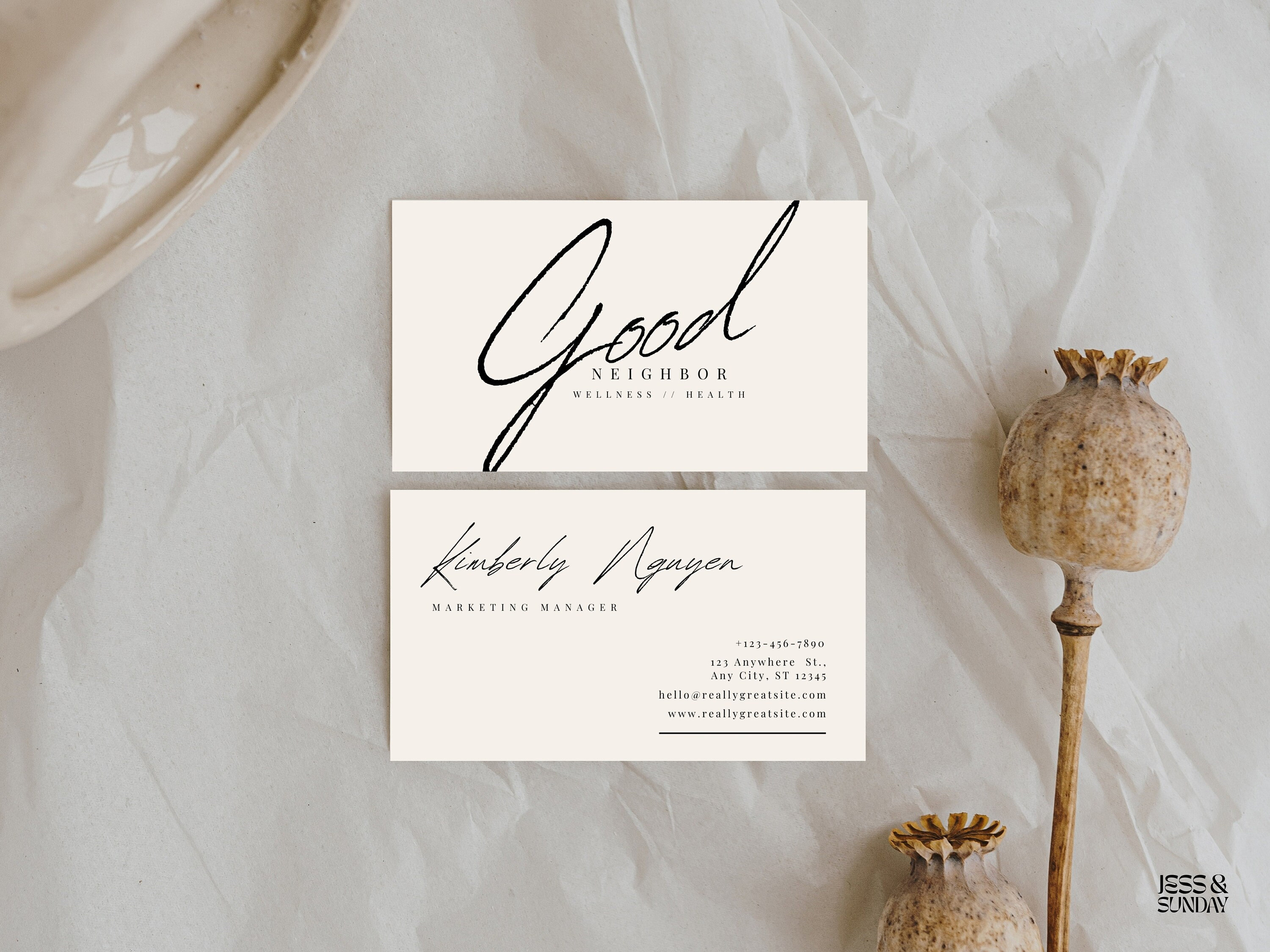 Beige Modern Aesthetic Business Card Canva, Minimal Luxe Printable for ...