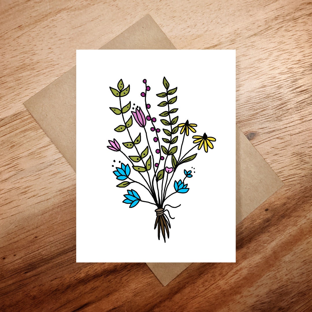 Blank Floral Card // Flower Bouquet // Beautiful Flowers // Simple ...
