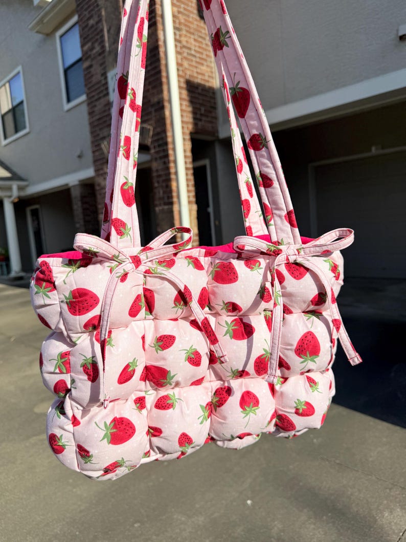 Mommy and Me Strawberry Puff Quilted Tote Bundle - Etsy
