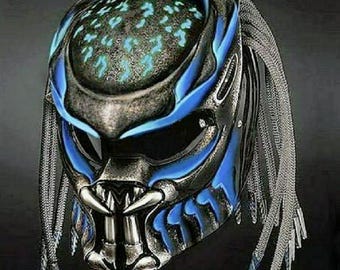 Great! Predator Custom Helmet Black Blue (dot Ece Certified) - Etsy