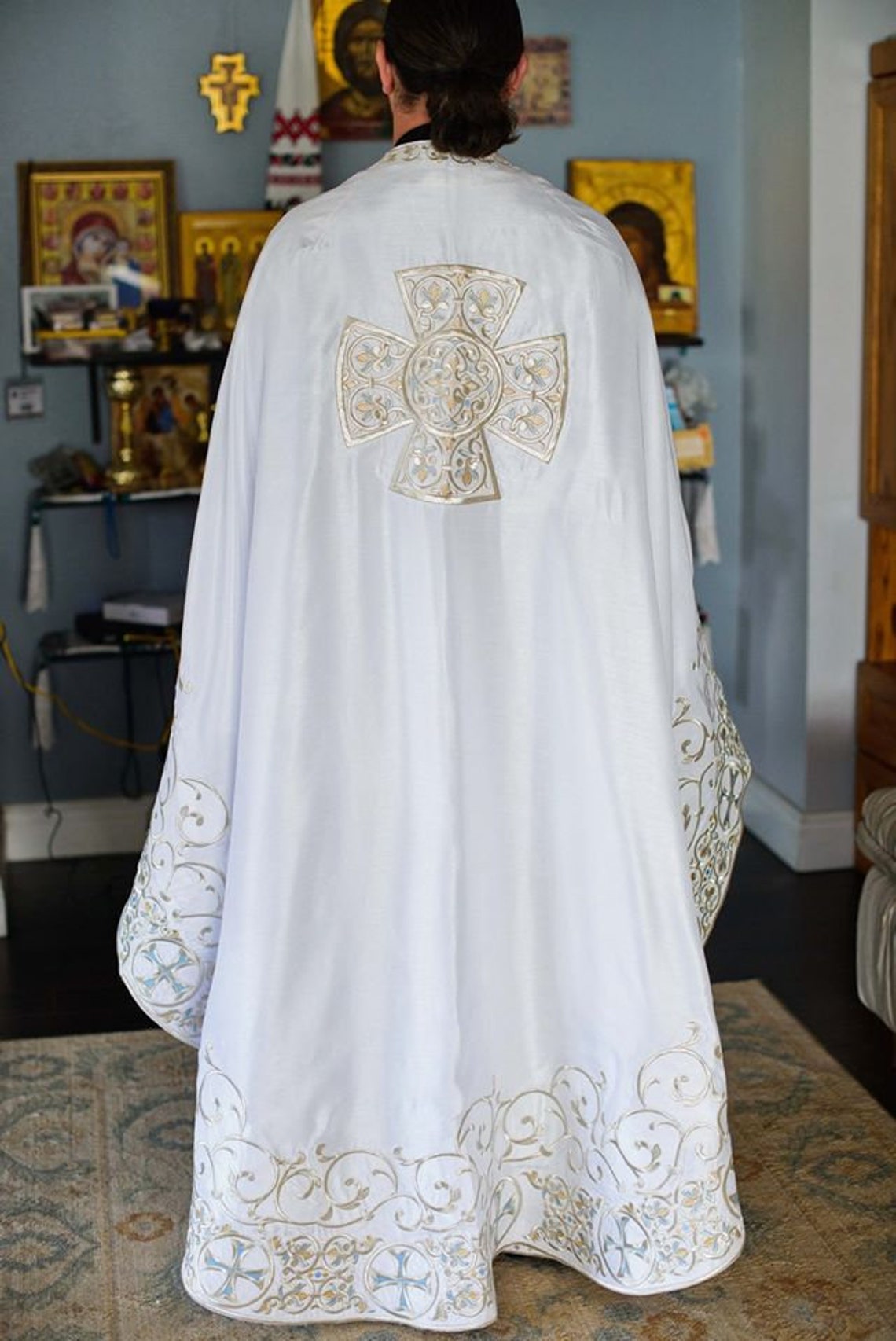 Fully Embroidered Orthodox Priest Vestments Set, White - Etsy