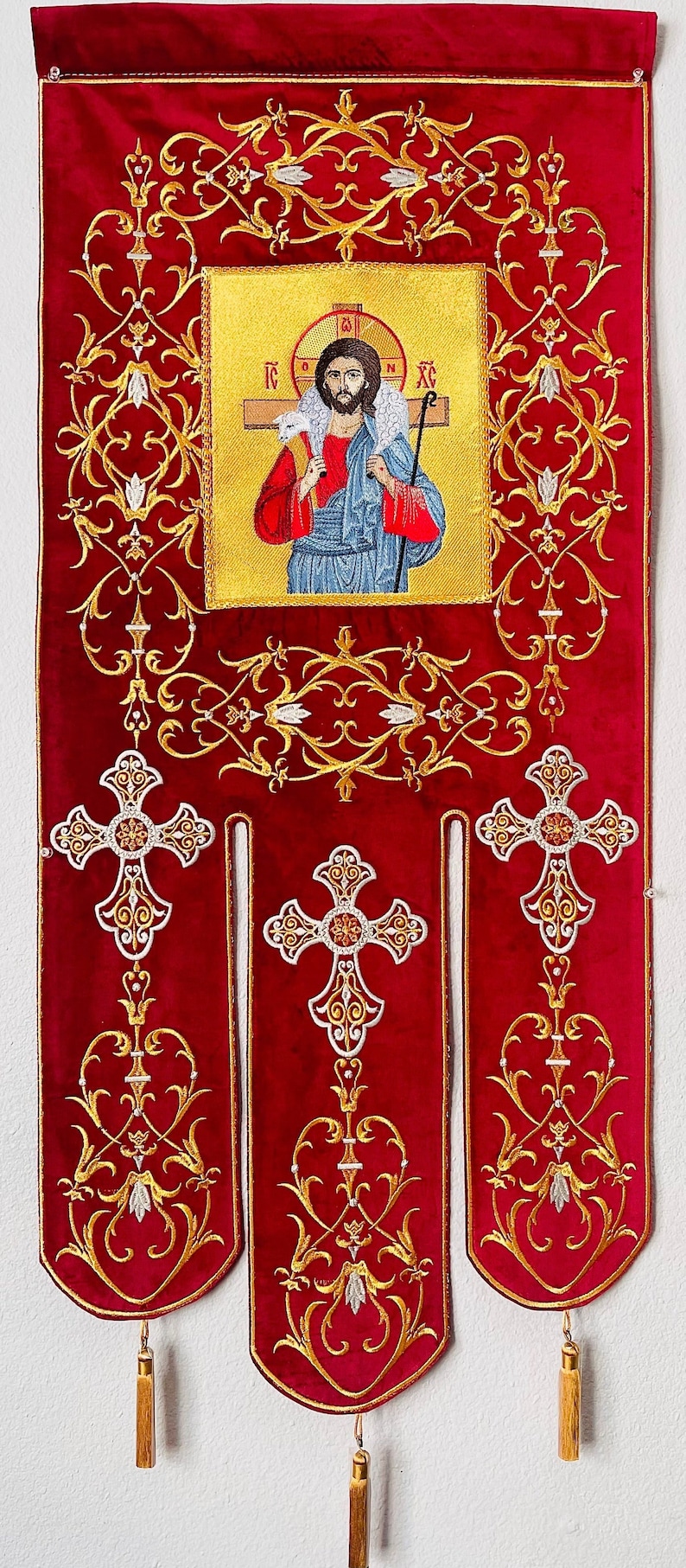 Fully-embroidered Christian Church Banner With Icon of Good - Etsy