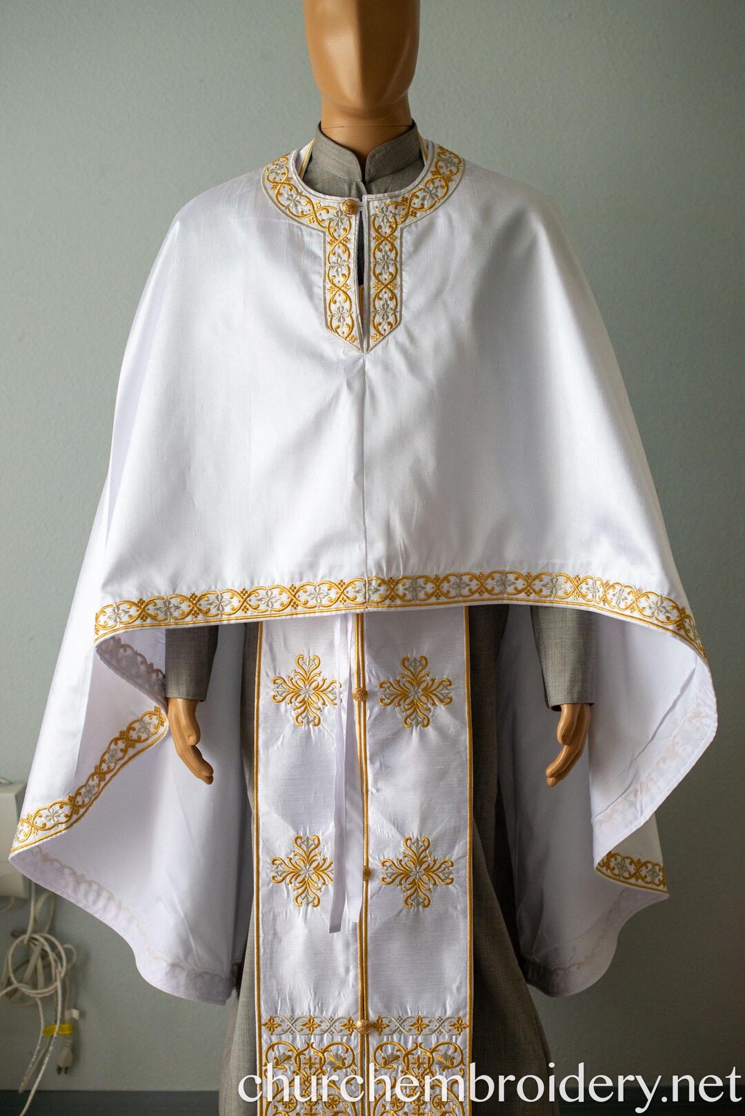 Fully Embroidered White Priest Orthodox Vestments Set Simple Beauty - Etsy