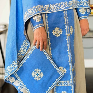 Fully Embroidered Orthodox Priest Vestments Set Linen, Blue - Etsy