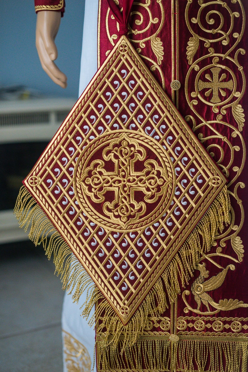Fully Embroidered Orthodox Priest Vestments Set, Light Silk, Gold ...
