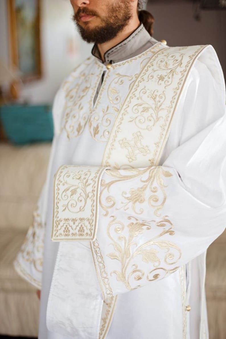 Fully Embroidered Orthodox Deacon Vestments Set White - Etsy
