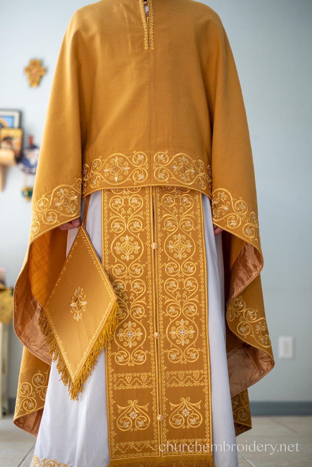 Fully Embroidered Orthodox Priest Vestments Set, Simple Linen, Gold - Etsy