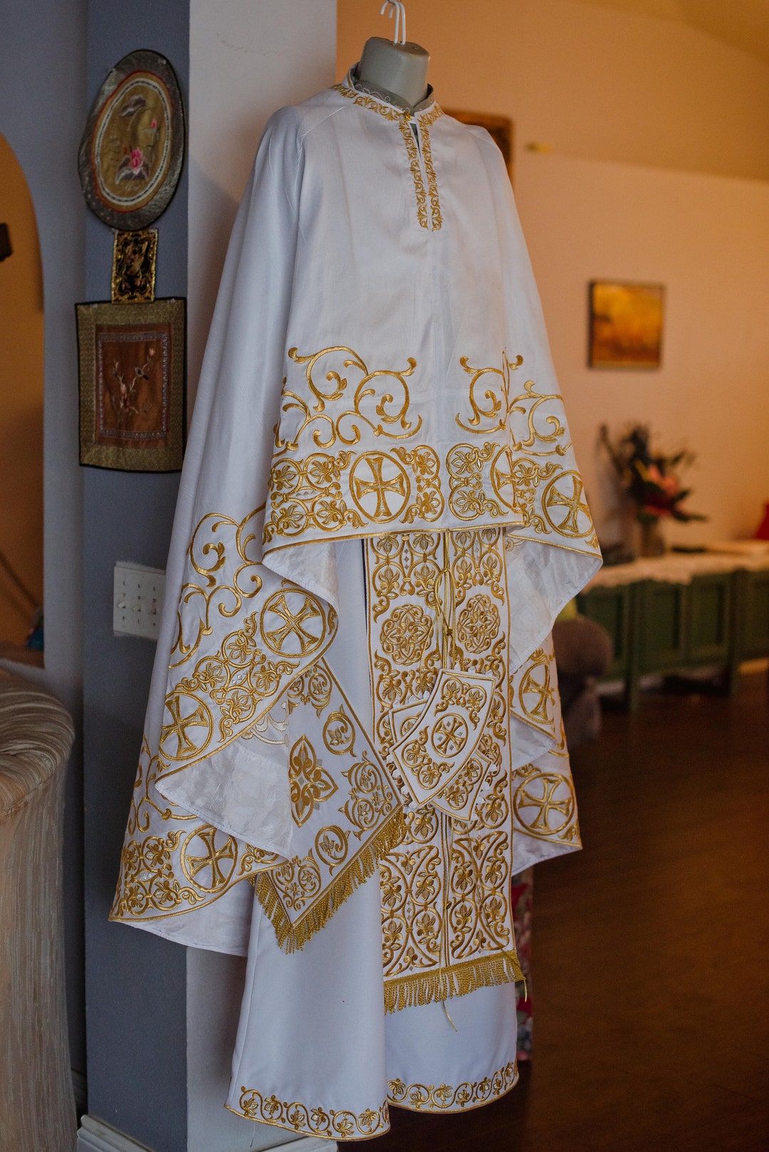 Fully Embroidered Orthodox Priest Vestments Set, White - Etsy