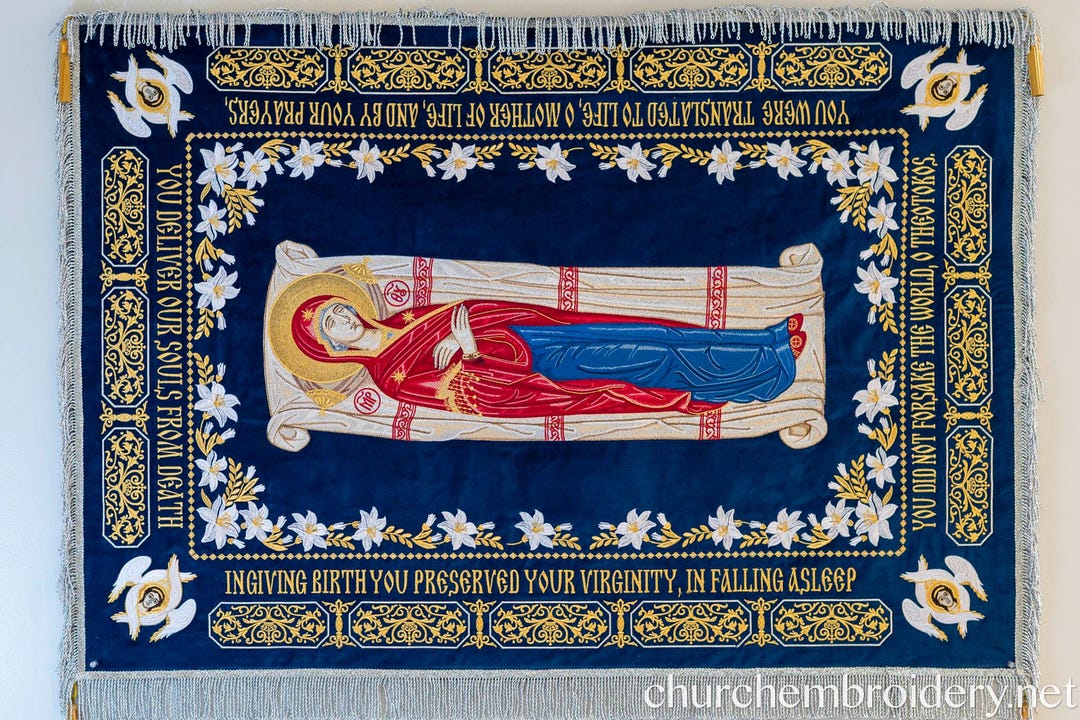 Fully-embroidered Orthodox Epitaphios Shroud Dormition - Etsy