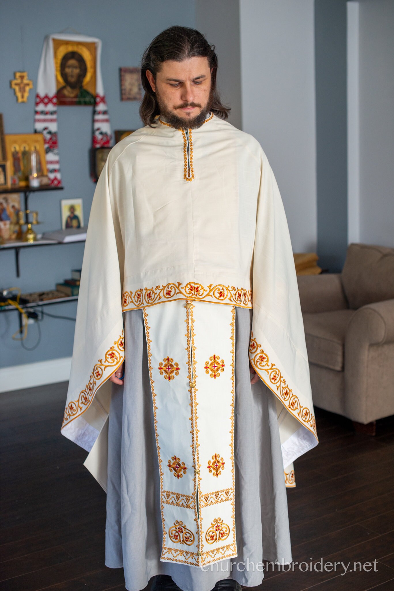Fully Embroidered Orthodox Priest Vestments Set, Simple Linen, Simple ...