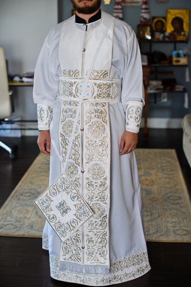 Fully Embroidered Orthodox Priest Vestments Set, White - Etsy