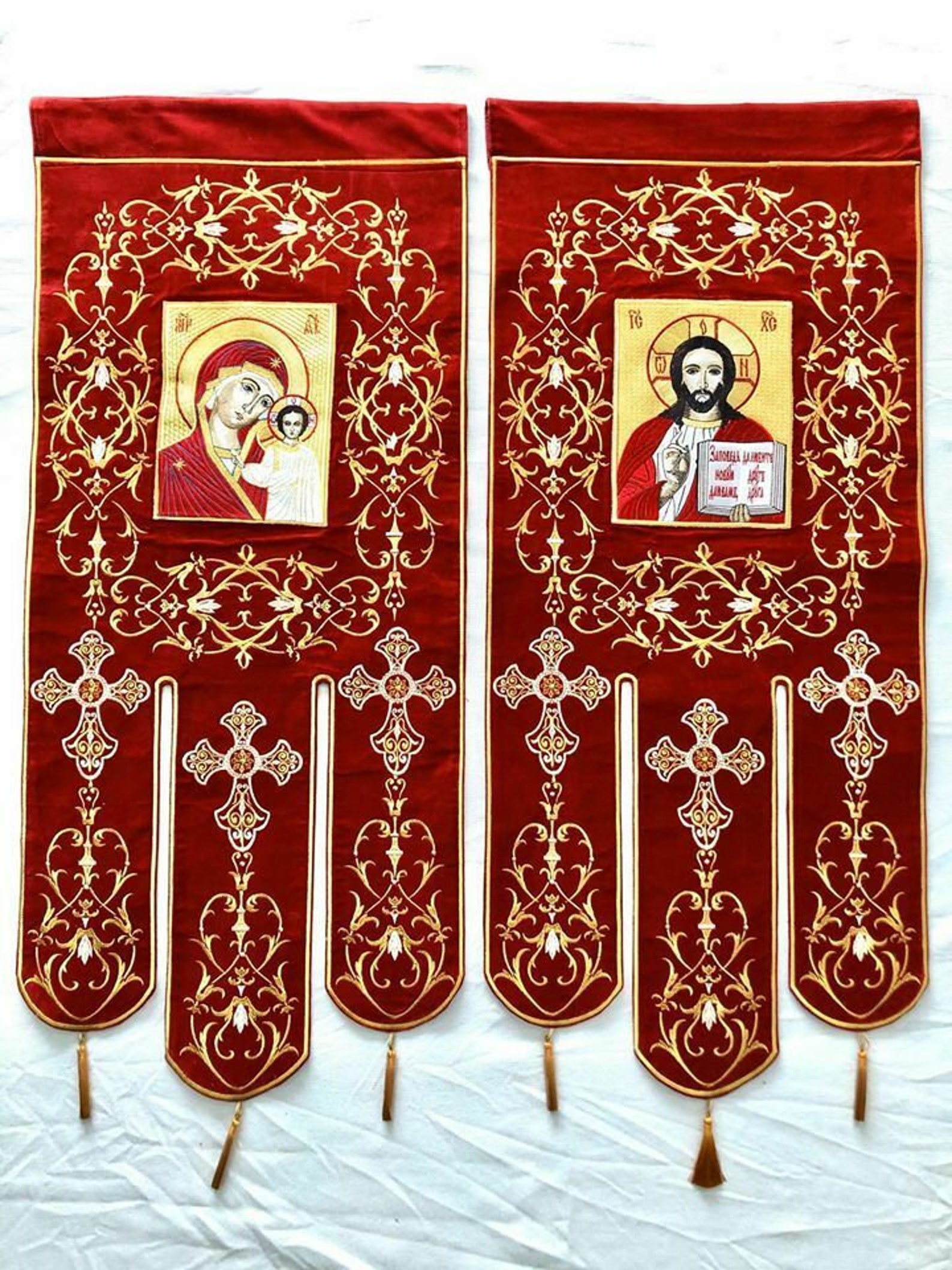 Fully-embroidered Orthodox Church Banner With the Icon of Theotokos - Etsy