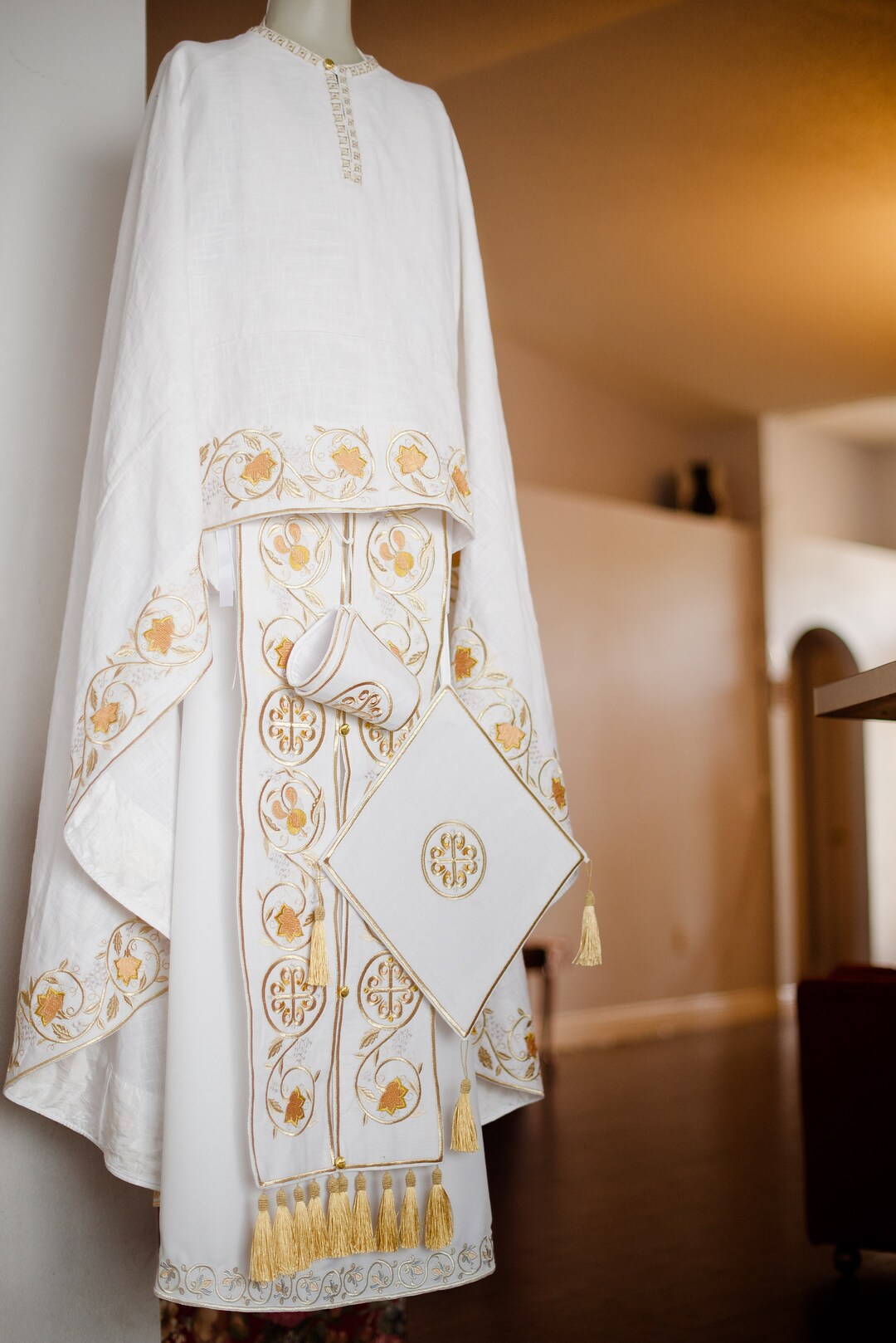 Fully Embroidered Orthodox Priest Vestments Set, Simple Linen - Etsy