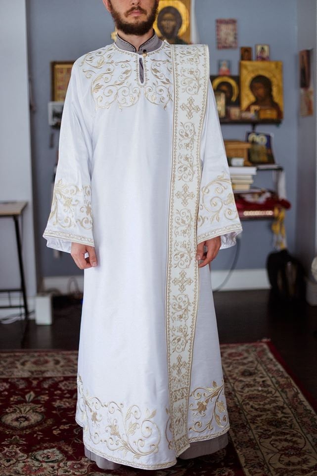 Fully Embroidered Orthodox Deacon Vestments Set, White - Etsy