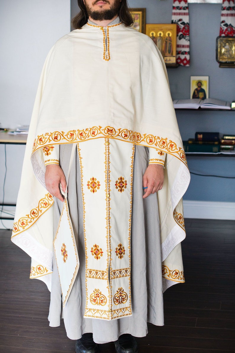 Fully Embroidered Orthodox Priest Vestments Set, Simple Linen - Etsy