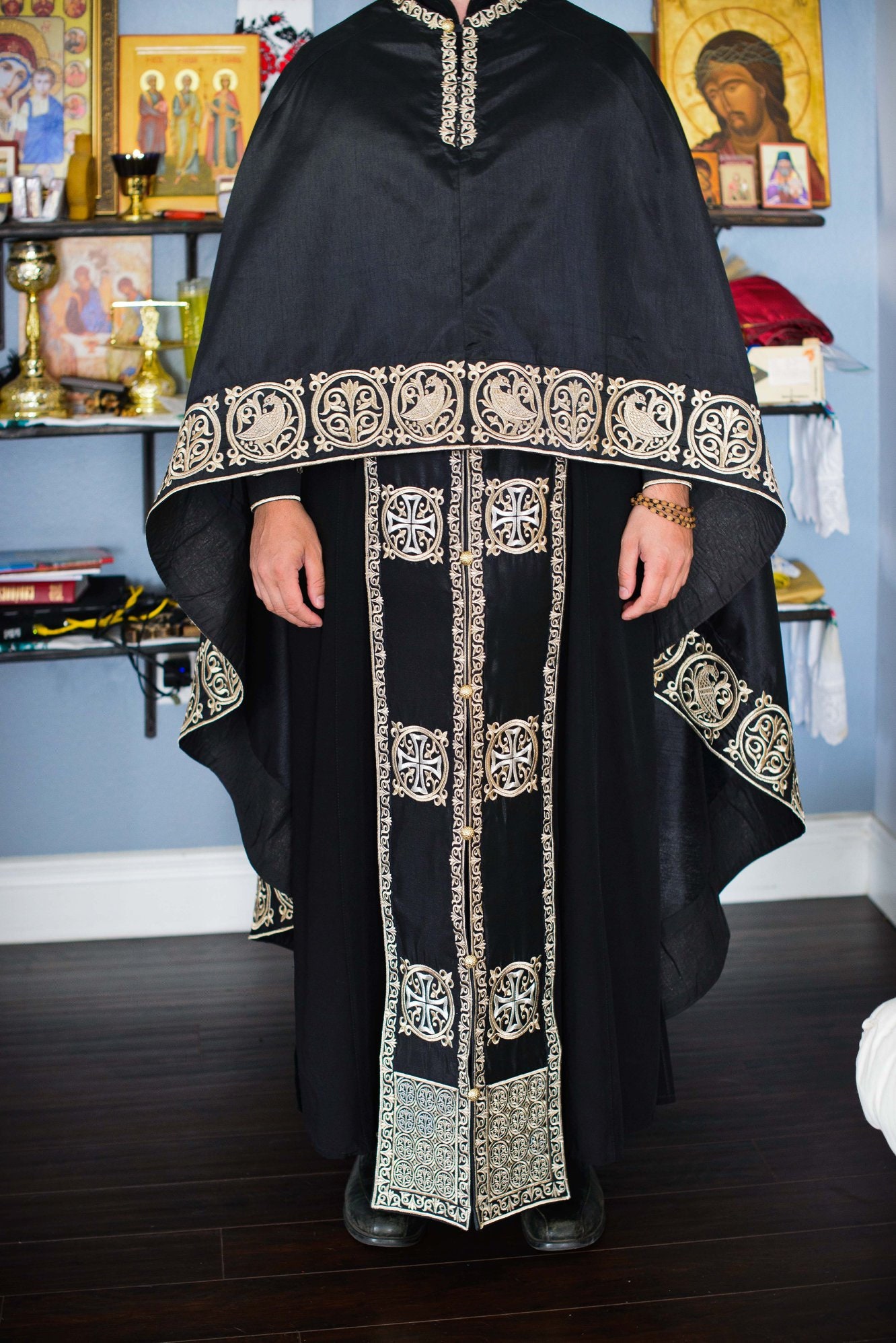 Fully Embroidered Orthodox Priest Vestments Set Black, Great Lent - Etsy