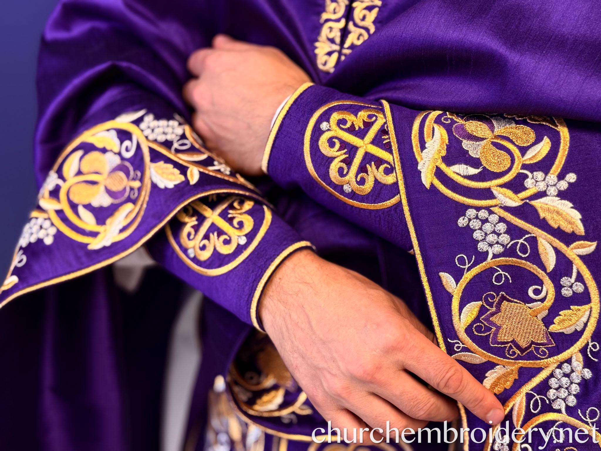 Fully Embroidered Priest Archpriest Orthodox Vestments Set Purple Gold ...