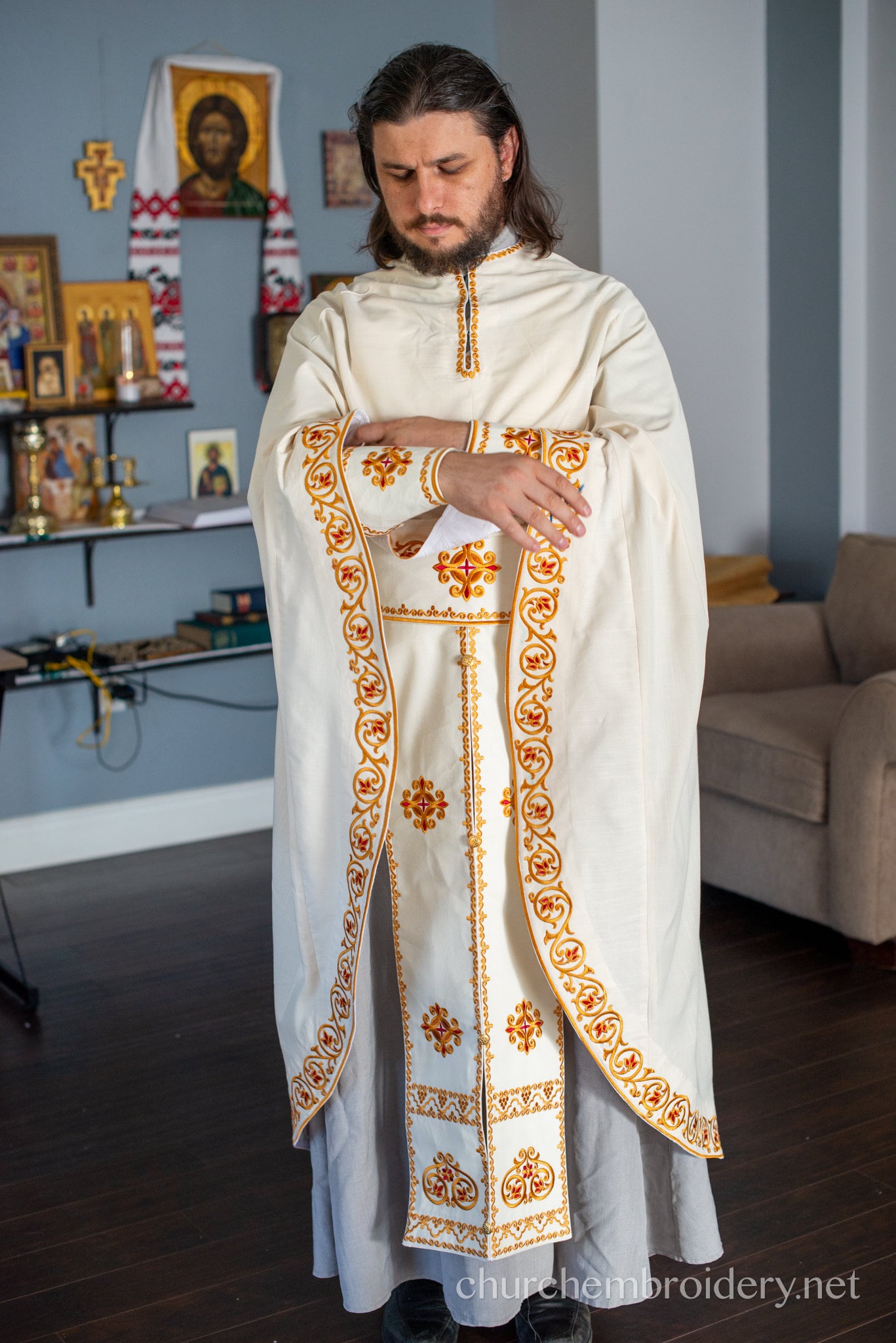 Fully Embroidered Orthodox Priest Vestments Set, Simple Linen, Simple ...
