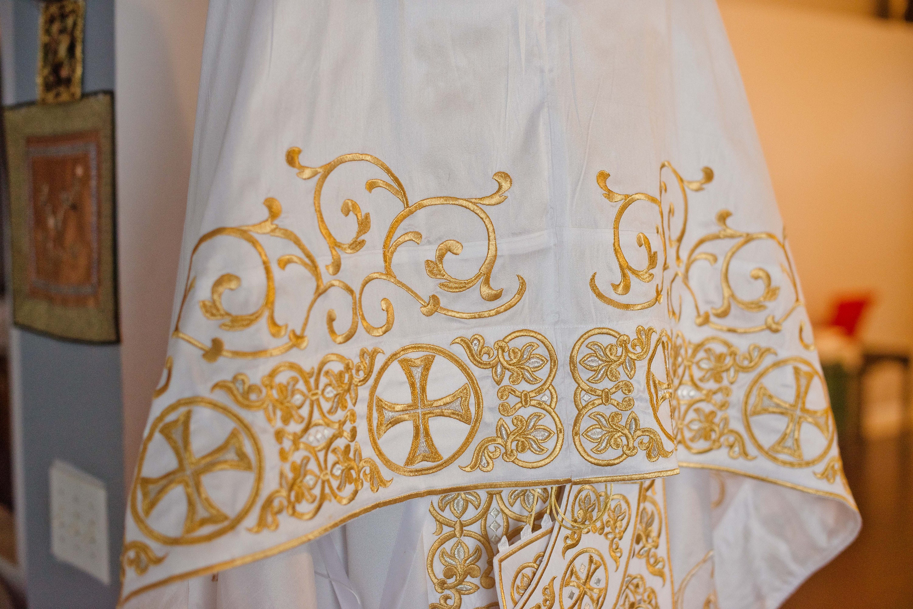 Fully Embroidered Orthodox Priest Vestments Set, White - Etsy