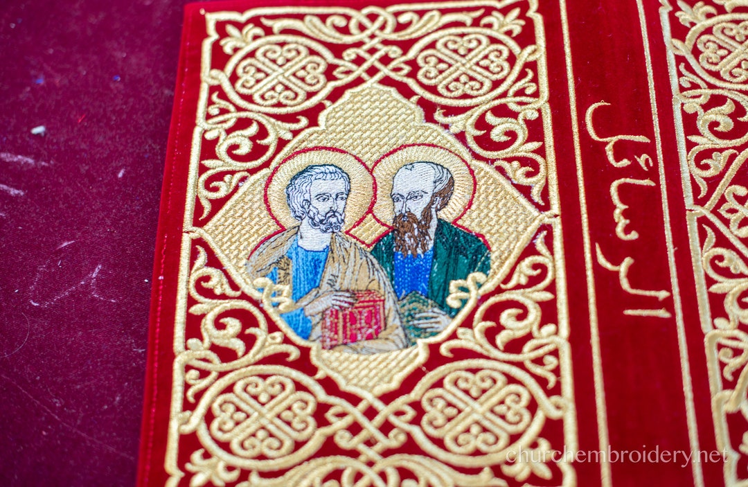 Fully Embroidered Epistle Book Cover With Iconof Peter and Paul Velvet ...