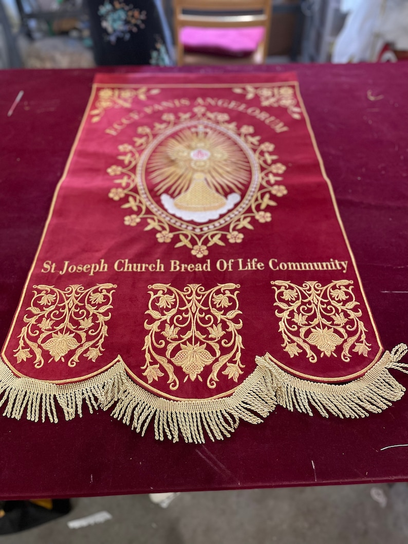 Fully-embroidered Church Temple Banner - Etsy