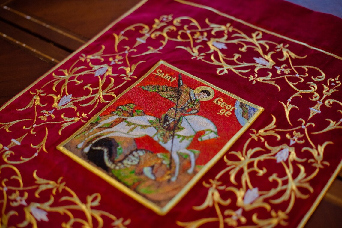 Fully-embroidered Orthodox Church Banner With the Icon of St. George - Etsy