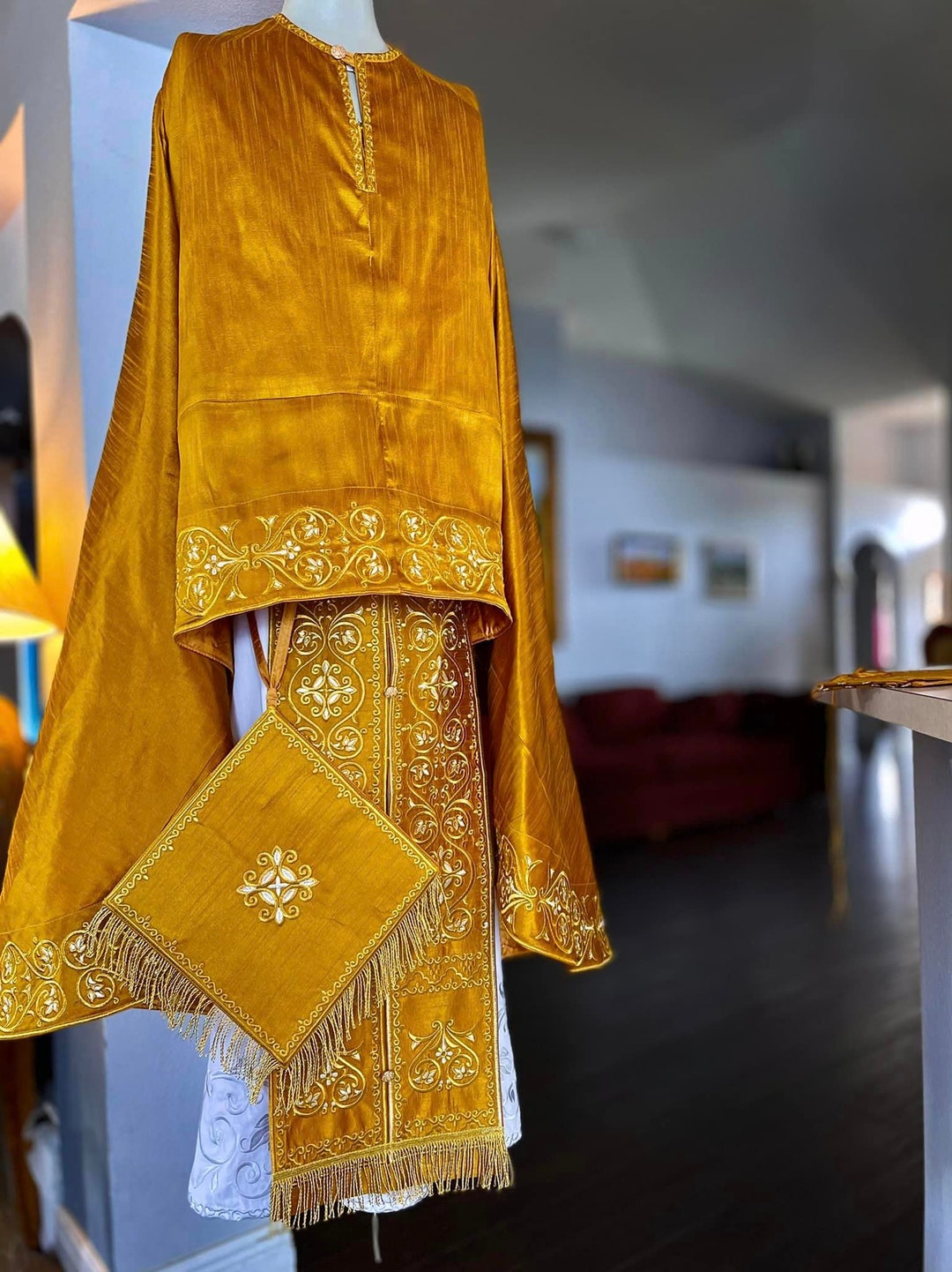 Fully Embroidered Orthodox Priest Vestments Set, Dupioni Silk, Gold - Etsy