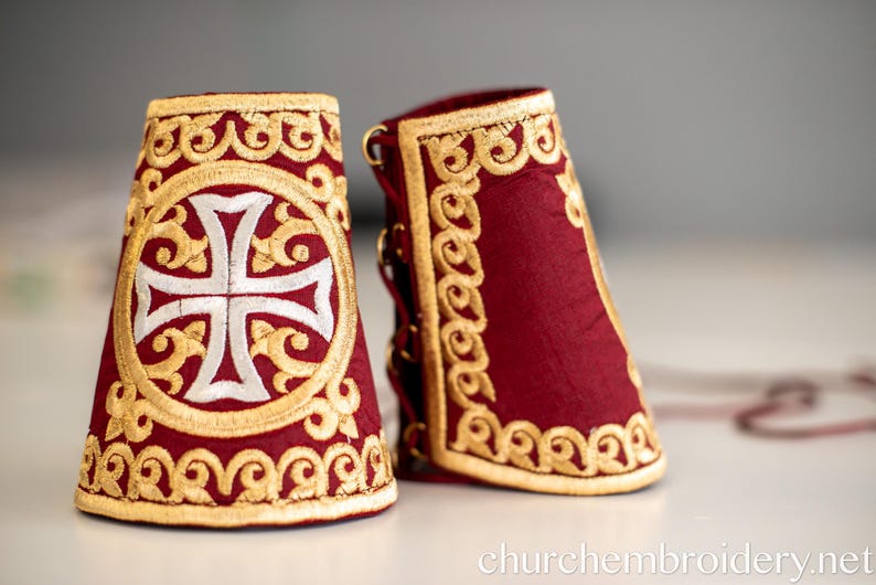 Fully Embroidered Orthodox Priest Gold Set, Dark Red Gold - Etsy
