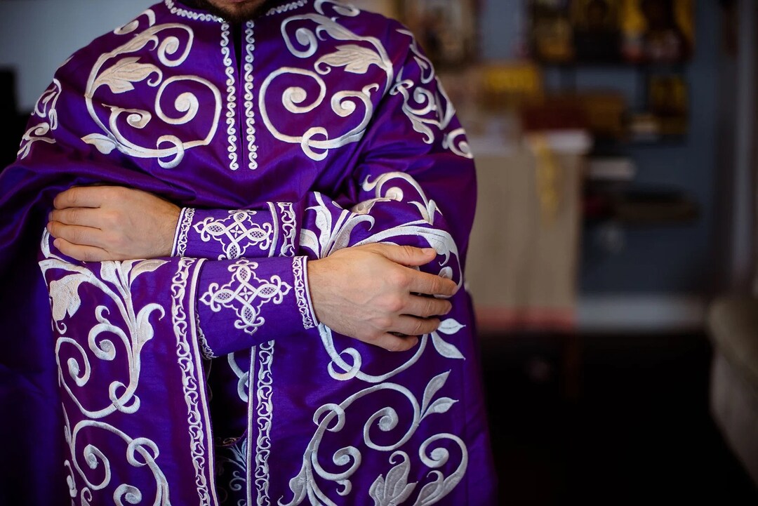 Fully Embroidered Orthodox Priest Vestments Set, Purple Silver - Etsy