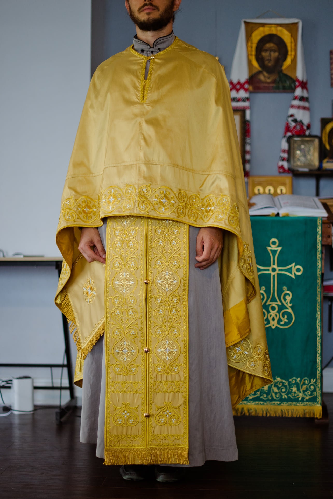 Fully Embroidered Orthodox Priest Gold Set, Green - Etsy