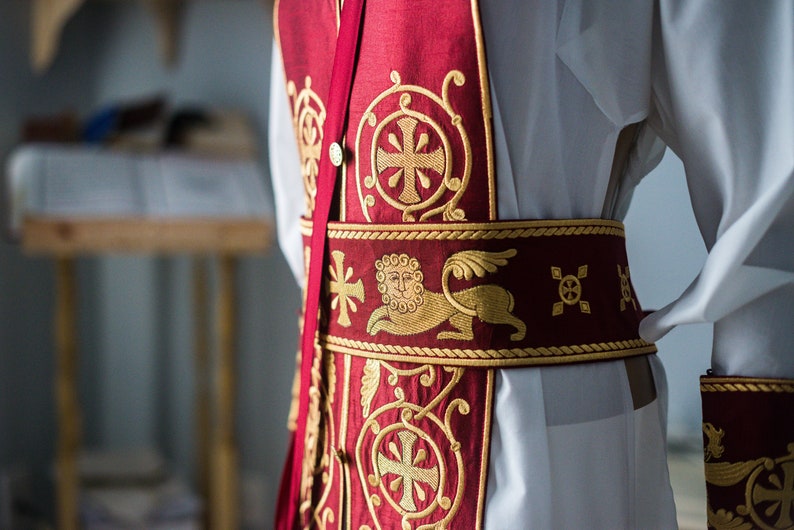 Fully Embroidered Orthodox Priest Vestments Set, Light Silk, Gold ...