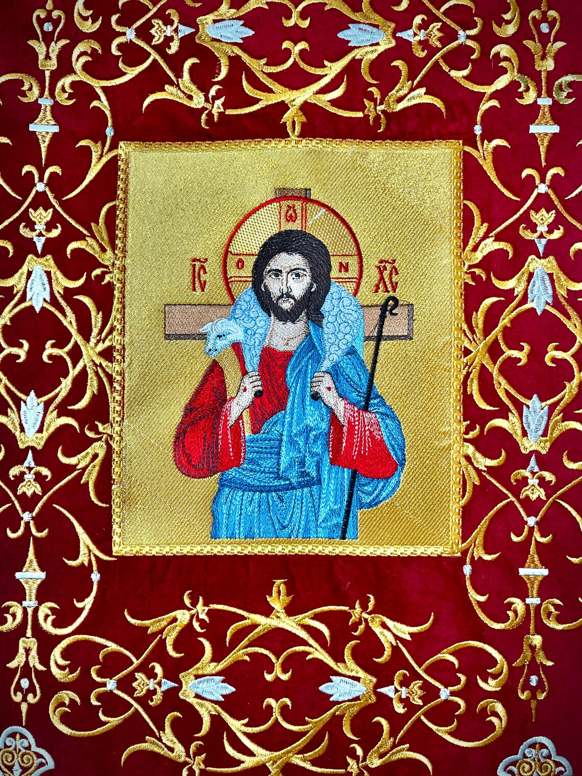 Fully-embroidered Christian Church Banner With Icon of Good - Etsy