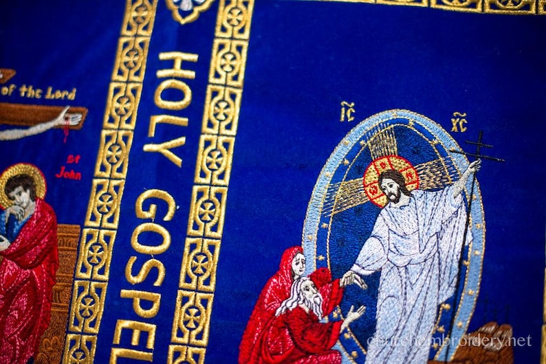 Fully Embroidered Gospel Book Cover With Two Icons Velvet Cotton 100% ...