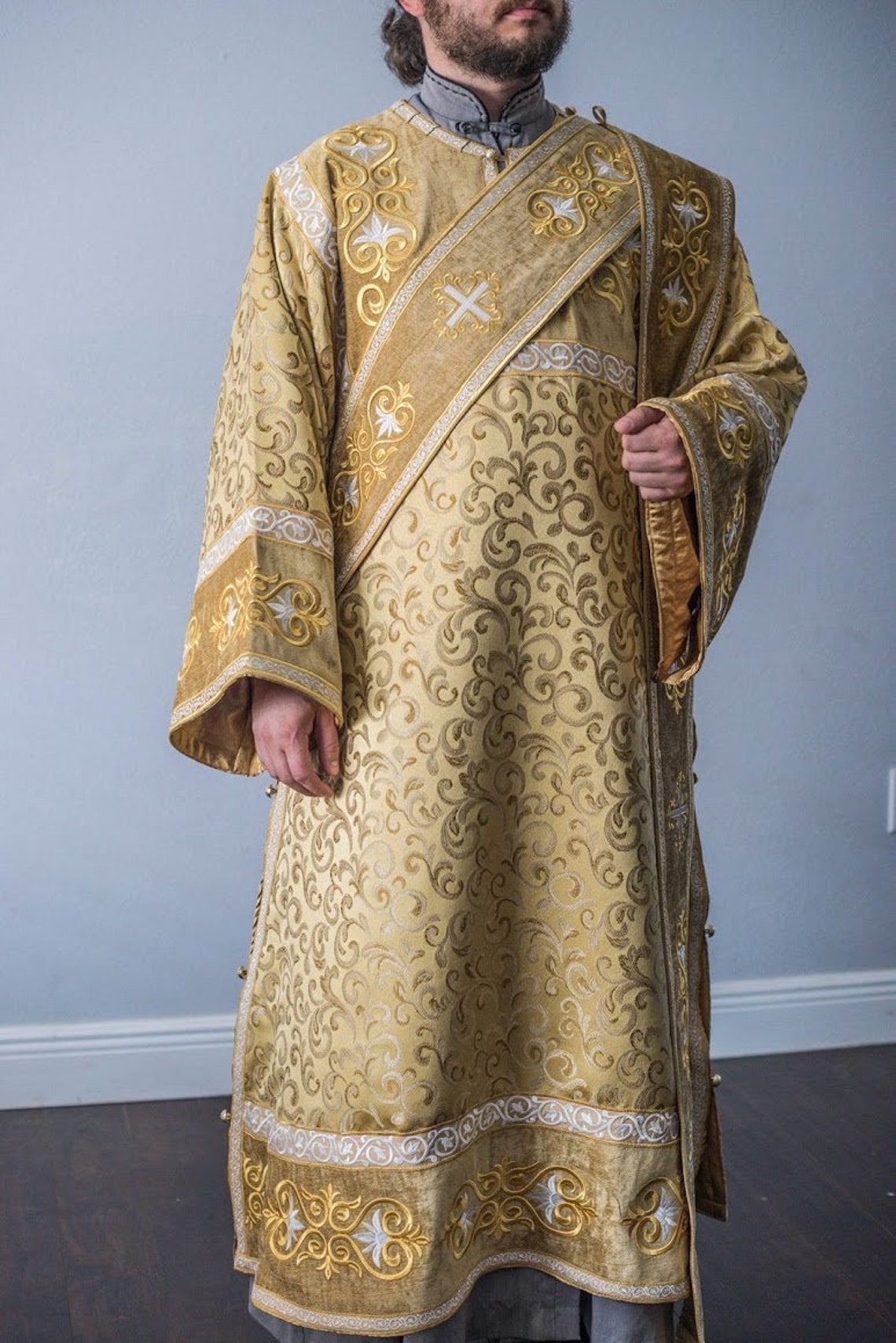 Fully Embroidered Orthodox Deacon Vestments Set Light Gold - Etsy Hong Kong