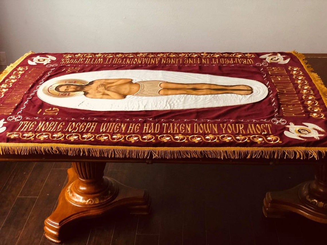 Fully-embroidered and Hand Painted Orthodox Church Shroud epitaphios of ...