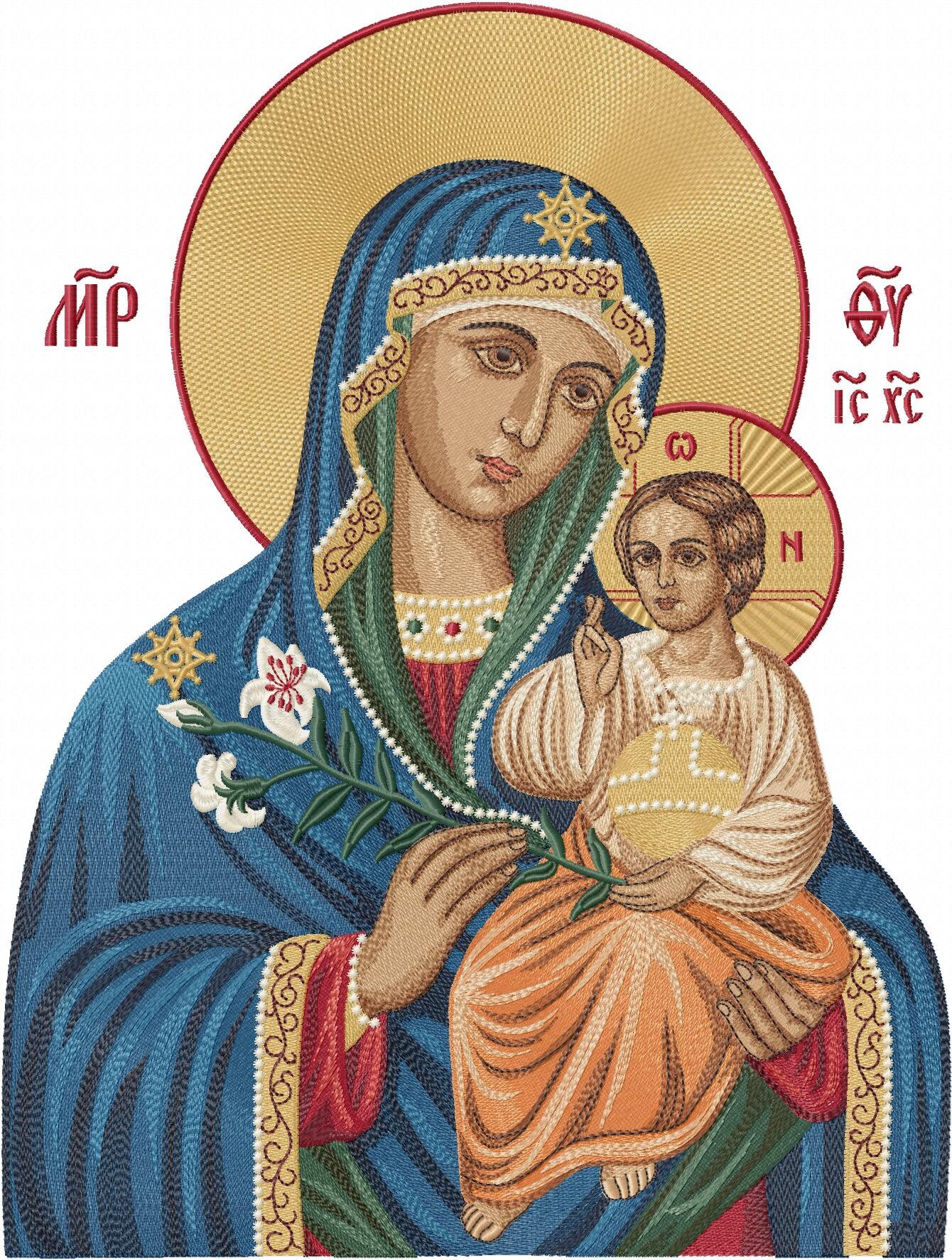 Fully Embroidered Icon of Theotokos 220x340 - Etsy