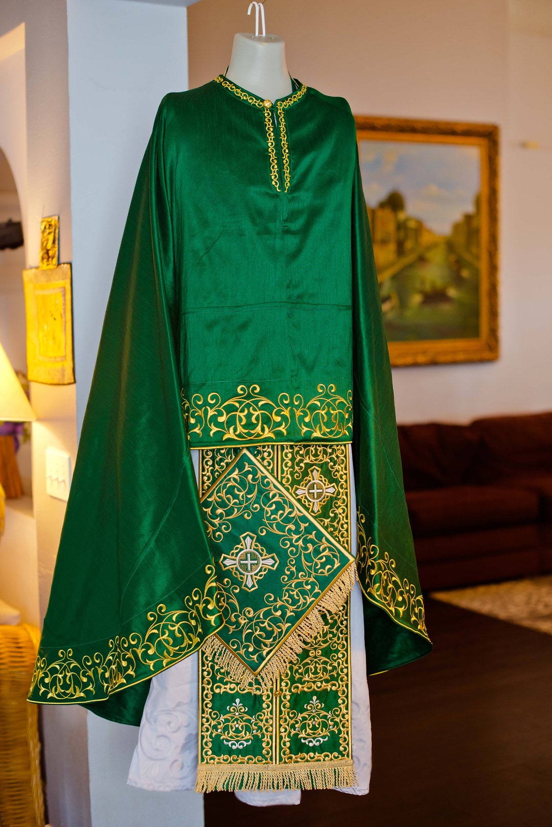 Fully Embroidered Light Green Orthodox Priest Vestments Set - Etsy