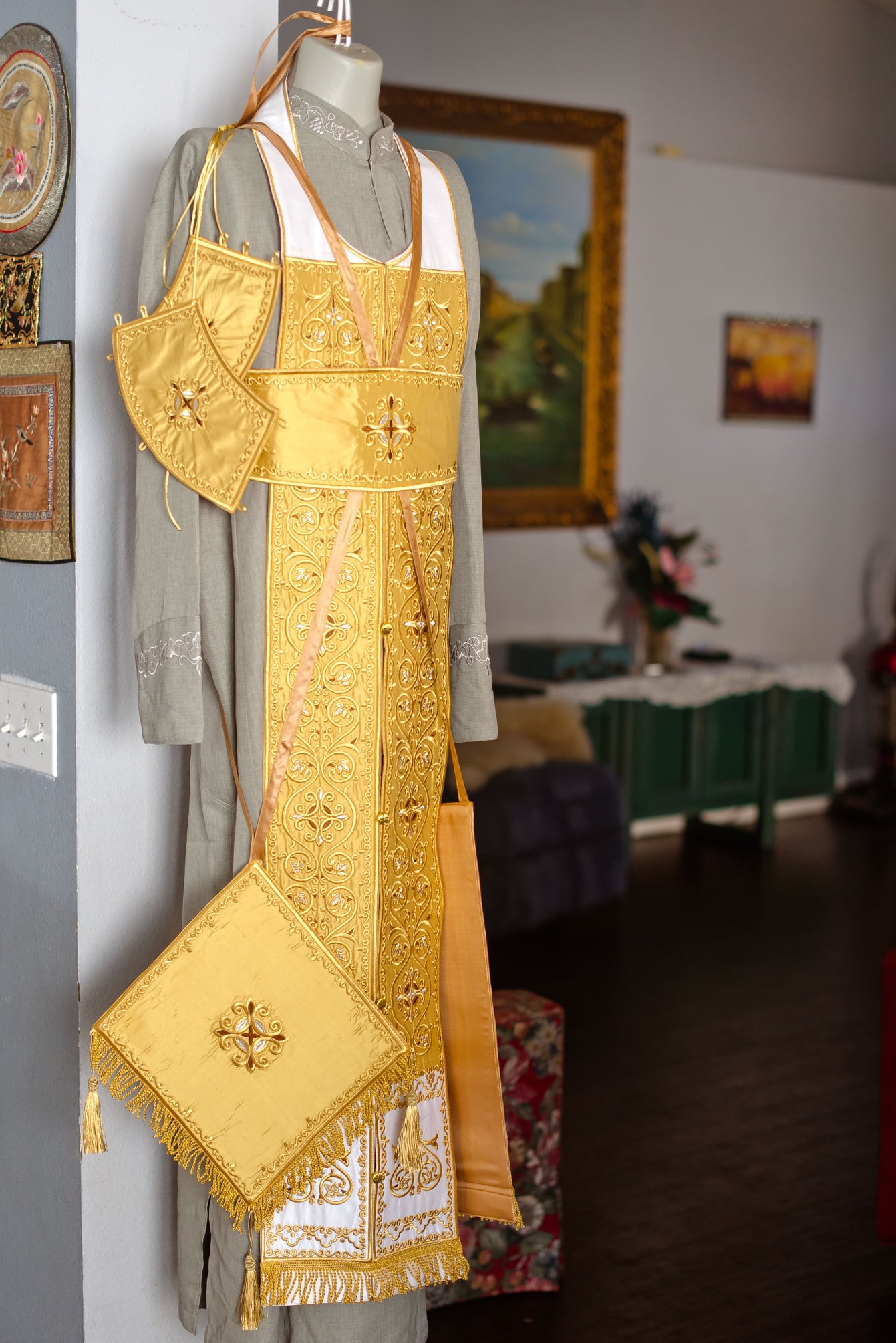 Fully Embroidered Orthodox Priest Gold Set - White Top, Russian Back - Etsy