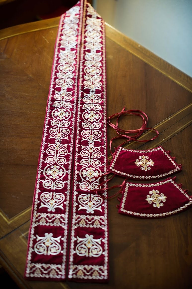 Fully Embroidered Deacon Protodeacon Orarion Folded Metallic Gold and ...