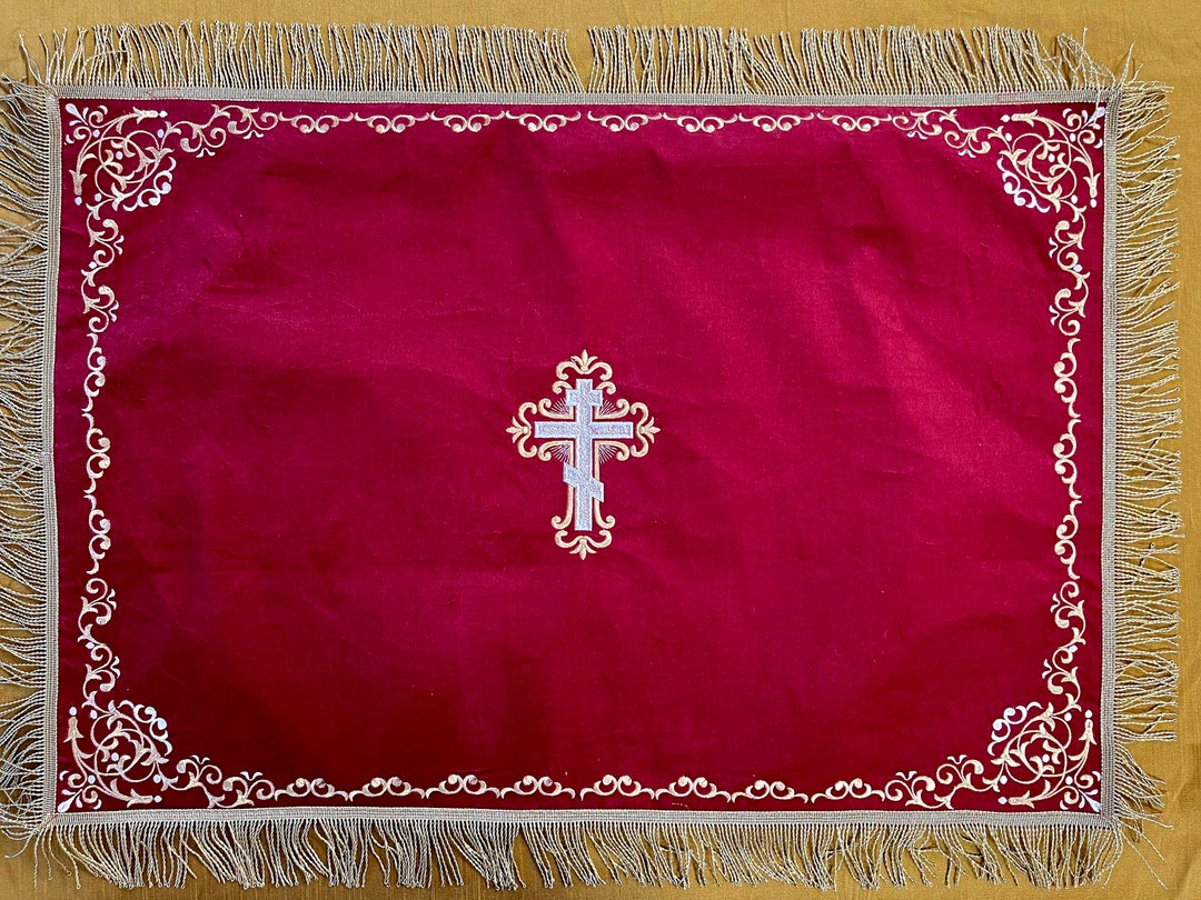 Fully Embroidered Holy Table Gospel Cover Estern Church Tradition Dark ...