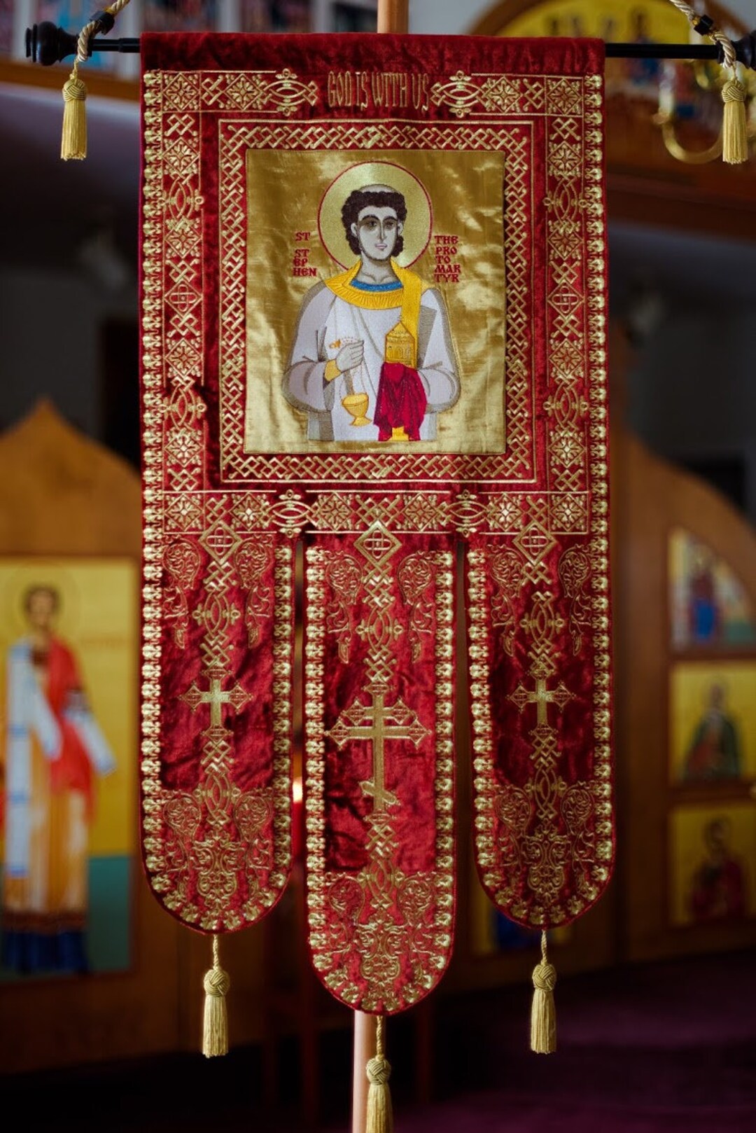 Fully-embroidered Orthodox Church Banner With Any Icon - Etsy