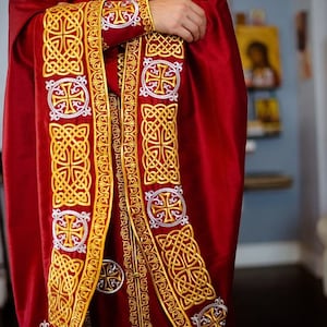 Fully Embroidered Orthodox Priest Gold Set, Dark Red Gold - Etsy