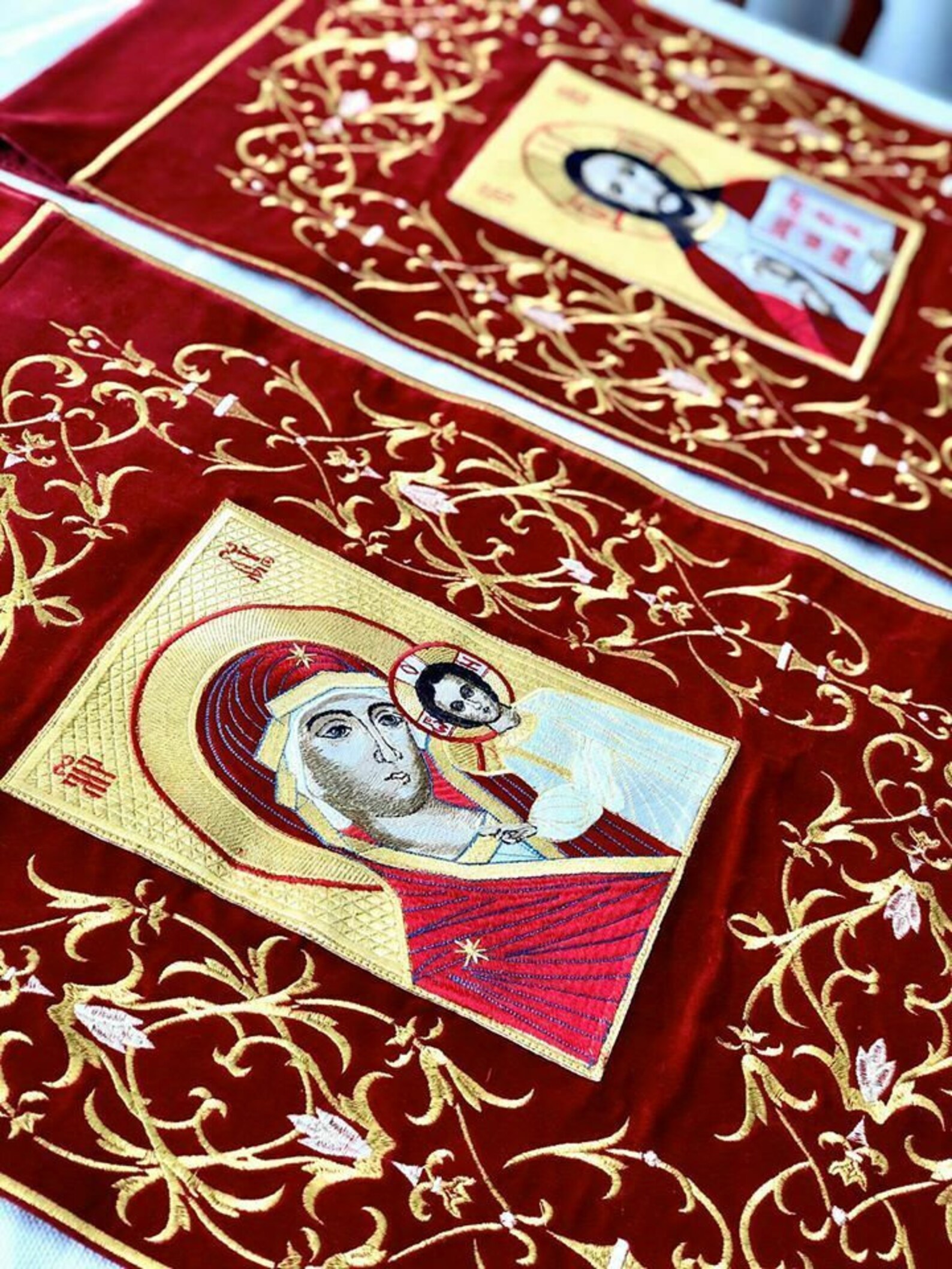 Fully-embroidered Orthodox Church Banner With the Icon of Theotokos - Etsy